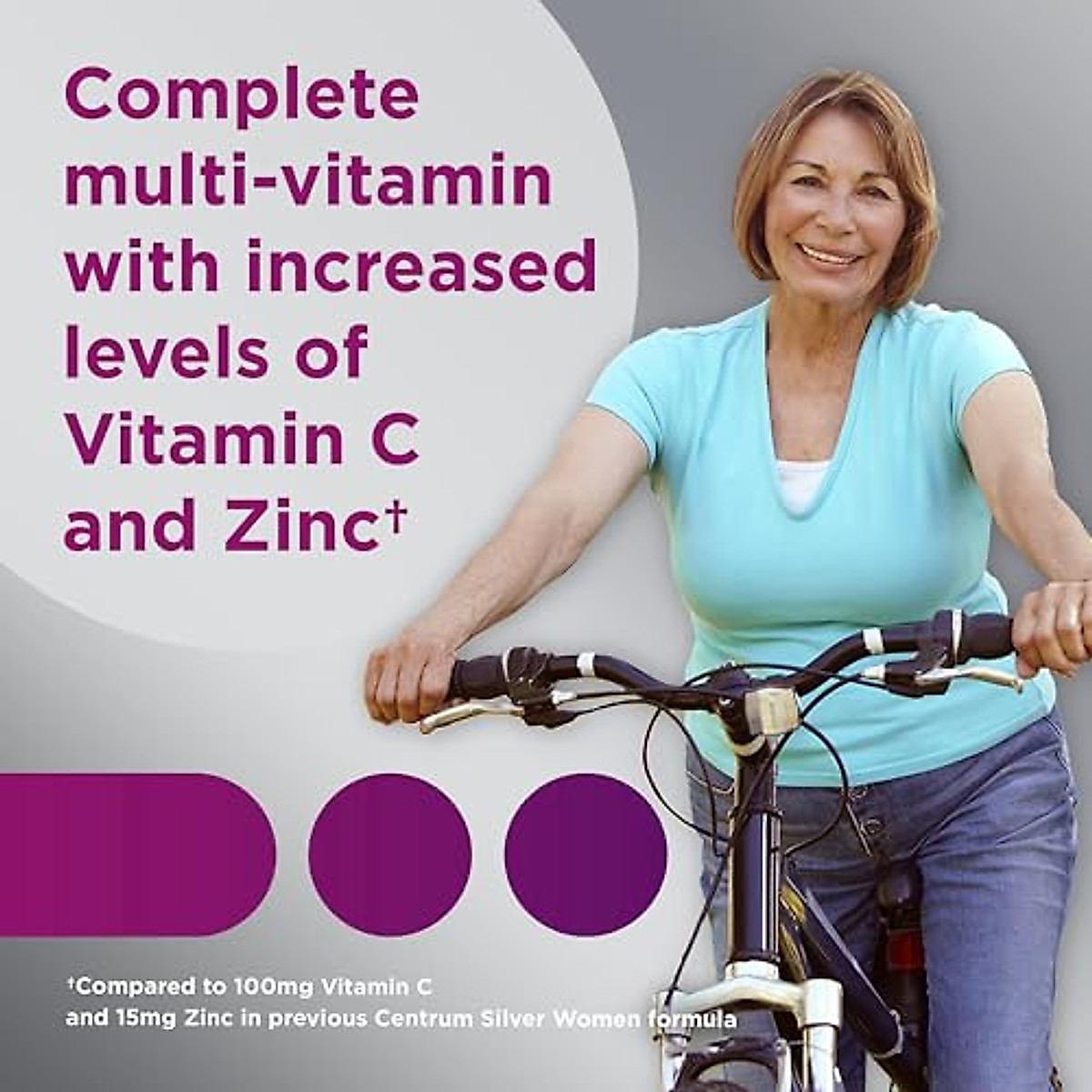 Centrum Silver Women's Multivitamin for Women 50 Plus, Multivitamin/Multimineral Supplement with Vitamin D3, B Vitamins, Non-GMO Ingredients, Supports memory and cognition in older adults - 65 Ct