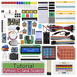 Freenove Ultimate Starter Kit for Raspberry Pi 5 4 B 3 B+ 400 Zero 2 W, 962-Page Detailed Tutorial, Python C Java Scratch Processing Code, 223 Items, 128 Projects (Raspberry Pi NOT Included)