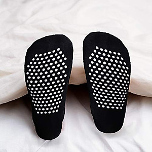 Cooraby 12 Pairs Kids' Non Slip Half Cushion Low Cut Socks Non-Skid Classic Ankle Socks (Black, 3-5 Years)