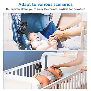 Stroller Fan, EasyAcc Rechargeable Battery Operated Mini Fan Clip on Fan, 540° Rotation Portable Fan with Narrow Gap Grille for Baby Safety, 3 Speeds Personal Desk Fan for Crib Umbrella Straps (Black)