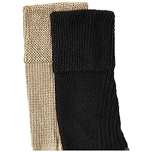 Dr. Scholl's Men's 2 Pack Non-binding Diabetes and Circulatory Odor Resistant Crew Casual Sock, Khaki/Black, Shoe Size 13-15 US