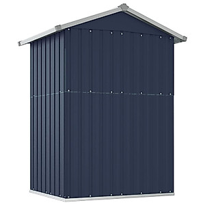 Tidyard Garden Shed Anthracite 49.6inx38.4inx69.7in Galvanized Steel Outdoor Tool Storage House, Metal Lockable Garden Equipment Organizer for Patio Backyard Terrace Furniture