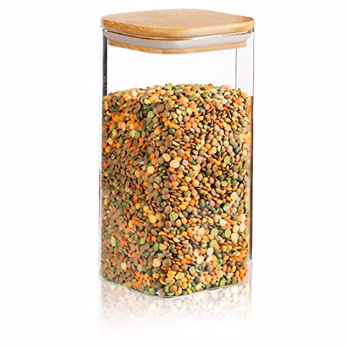 Glass Kitchen Canisters with Airtight Bamboo Lids - Kitchen Organization and Food Storage Glass Jar for Candy, Cookie, Rice, Sugar, Flour, Pasta, Nuts.