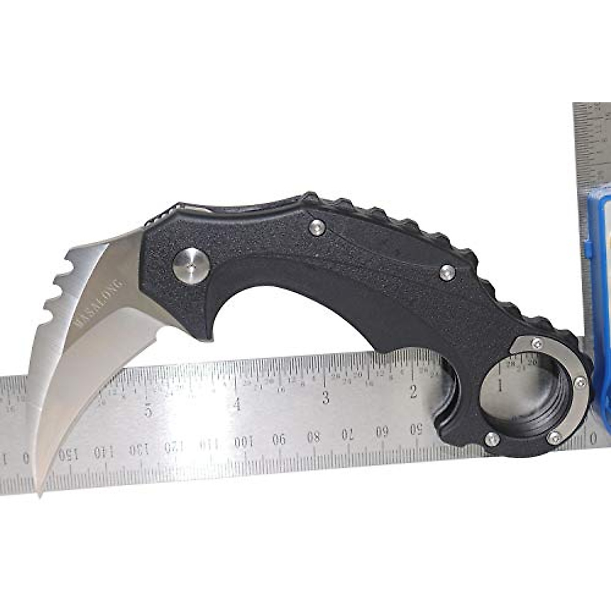 MASALONG kni189 Hard D2 steel blade folding claw karambit knife (Sanding blade Black handle)