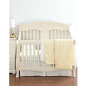 Little by Hudson Park Percale Baby Crib Skirt, White & Sunshine Yellow