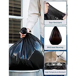 Waikas Kitchen Trash Bags 13 Gallon, 25 Counts, 60cm*70cm, 13.5g/pcs, Unscented, Black