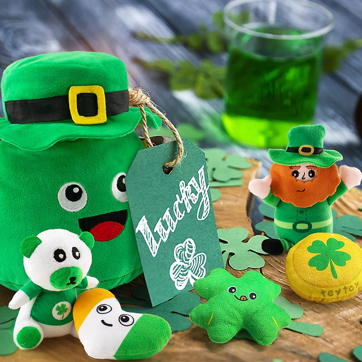 teytoy Baby St.Patrick's Day Toy 6PSC, Baby Plush Toys for Toddlers Pot Stuffed Leprechaun Toy, Ireland Shamrock, Shamrock Teddy Bear, Coin, Irish Baby Gift for Toddler Infant Newborn Party Decor