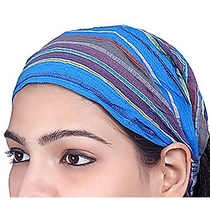 SARJANA HANDICRAFTS Lot 10 Pieces Womens Mens Cotton Headband Striped Hairband Bandana Wrap Band (Multicolored (Assorted))