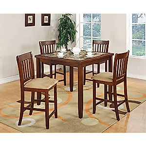 5-Piece Counter Height Dining Set Red Brown and Tan 150154