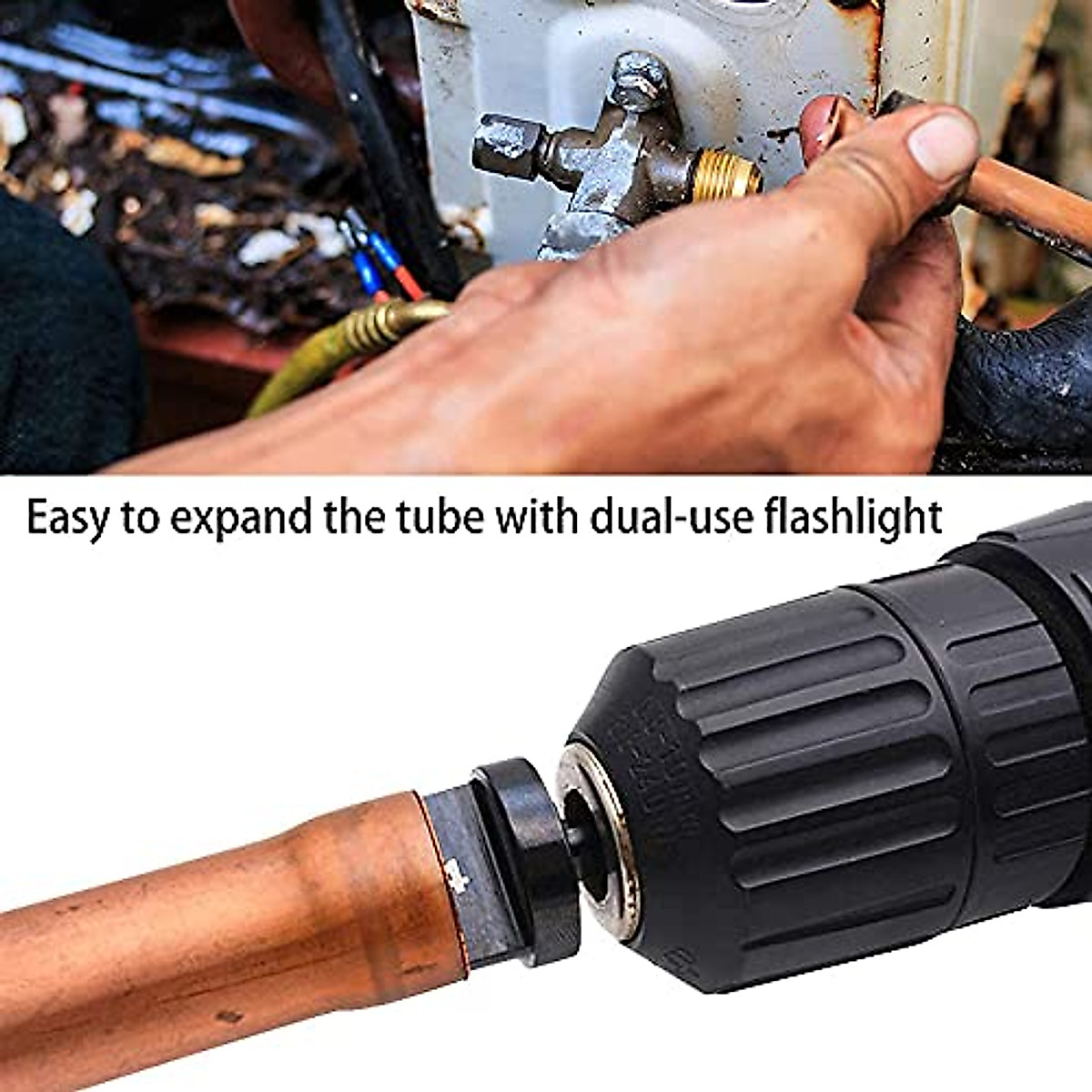 Eyech 5pc Swaging Tool Drill Bit Set, HVAC Repairing Set 1/4'' Hex Shank Air Conditioner Copper Tube Expander Flaring Drill Bit - 1/4'', 3/8'', 1/2'', 5/8'', 3/4''