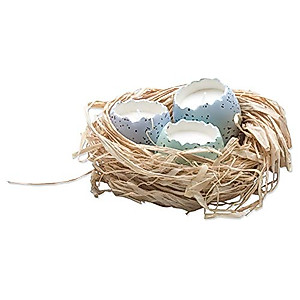 TAG Cracked Egg Light Blue Easter Candles In A Nest Decorations Set of 3 Light Blue