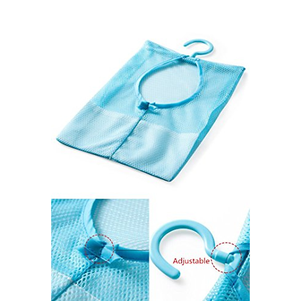 yueton 3pcs Colorful Hanging Mesh Bag, Bathroom Shower Storage Organizer Set Hamper Bag Closet Rack Clothes Clip Collection Bag