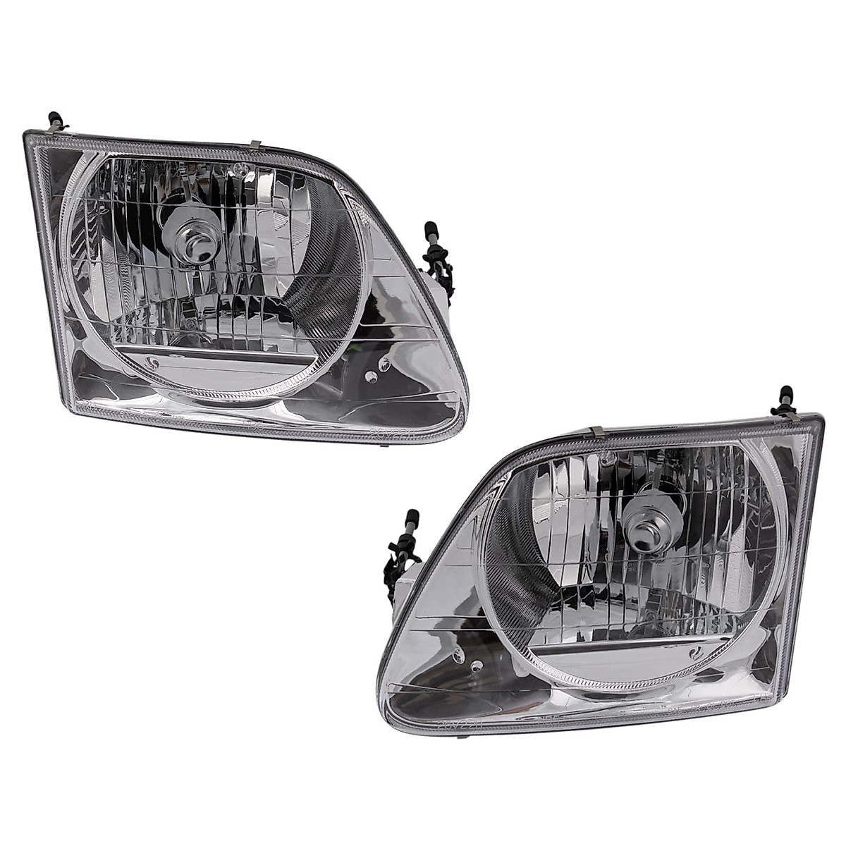 TRQ Headlight Assembly Set Headlights Driver & Passenger Side Halogen Compatible with 1997-2002 Ford Expedition 1997-2003 F-150 2004 F-150 Heritage 1997-1999 F-250 FO2502182 FO2503182