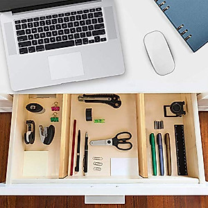 MDHAND Bamboo Drawer Dividers, Expandable & Adjustable Drawer Dividers Organizers, Drawer Separators for Kitchen, Dresser, Bedroom, Office, Set of 4 (17-22in)