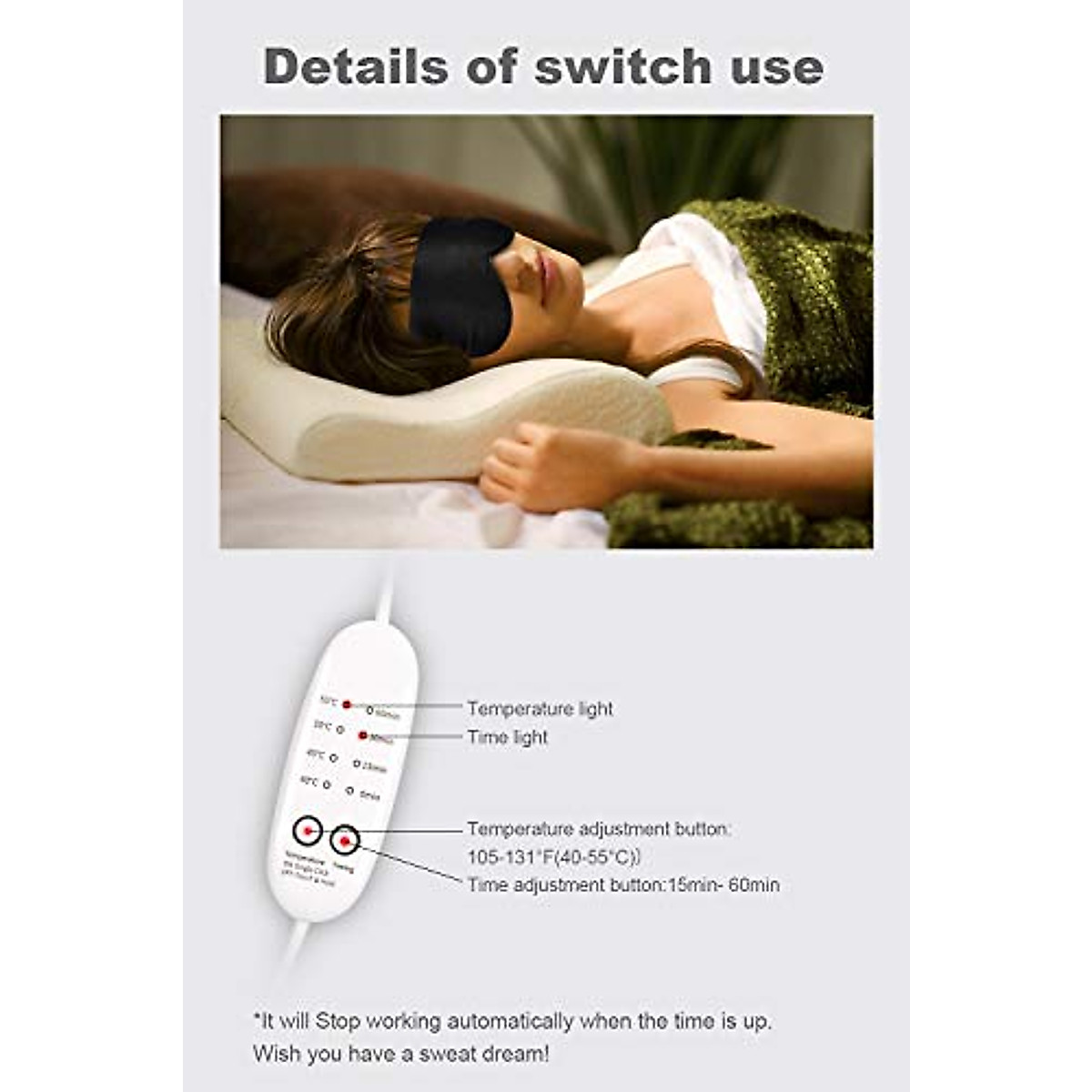 Emacombo Heated Eye Mask Reusable USB Silk Steaming Eye Mask with Temperature/Timer Control for Sleeping Eye Puffiness, Dry Eye, Tired Eyes, Blepharitis, Styes and Eye Bag