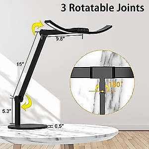 Omorepa Led Desk Lamp for Home Office, Architect Curved Desk Lamp with Base Bright 1000LM Adjustable Desk Light Dimmable Touch Tall Table Light with 3 Rotatable Joints for Computer Workbench