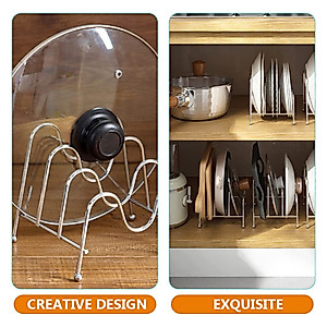 Cabilock Pot Lid Holder Stainless Steel Cutting Board Organizer Rack Pan Lid Organizer Pan Wok Storage Rack Cabinet Pantry Countertop Stand Holder for Plates Lid