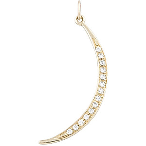 Helen Ficalora Large Crescent Moon Charm Pave Diamonds Yellow Gold
