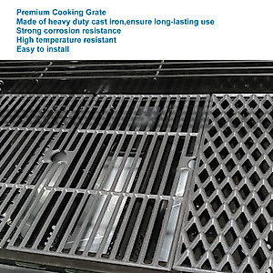 Uniflasy Cast Iron Cooking Grates and Grease Tray with Catch Pan for Dyna glo DGH450CRP DGH450CRP-D 4 Burner, DGH485CRP DGH474CRP 5 Burner Cooking