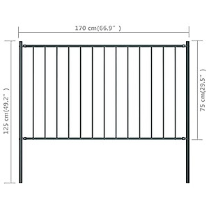 Fence Panel with Posts,Garden Fence Border,Portable Fence,Privacy Fence,Fencing for Yard,Private Fence,Garden Fence for Dogs,for Patio,Backyard,Outdoor Pool,Porch,Powder-Coated Steel Anthracite