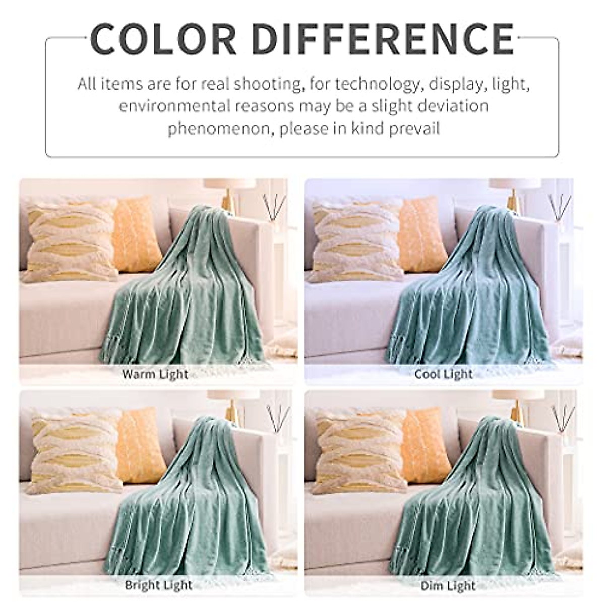 RECYCO Throw Blanket Soft Cozy Chenille Throw Blanket with Fringe Tassel for Couch Sofa Chair Bed Living Room Gift (Sage, 50'' x 60'')