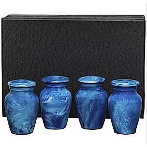 Eternal Harmony Cremation Urn for Human Ashes | Memorial Urn Carefully Handcrafted with Elegant Finishes to Honor Your Loved One | Adult Urn Large Size with Beautiful Velvet Bag (Small, Blue Milo)