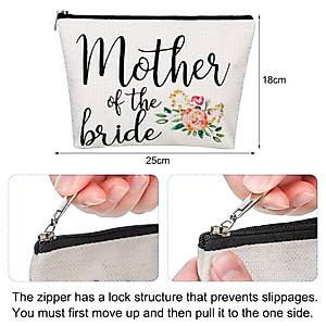 4 Pieces Mother of the Bride Gifts Wedding Handkerchief Happy Tears Handkerchief Mother of Bride Makeup Bags Canvas Mother Cosmetic Bags for Wedding Engagement