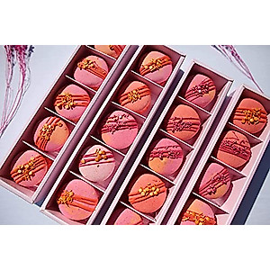 OLBAA Macaron Gift Box. Holds 5 Macarons. Perfect for painted and decorated macarons. 10 pack … (macaron 5 blossom pink)