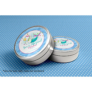 Magical Mermaid Unicorn Valentine Party Favor Sticker Labels, 40 2" Party Circle Stickers by AmandaCreation, Great for Classroom Valentines, Envelope Seals, Gifts & Treats