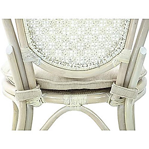 Set of 4 Denver Dining Handmade Wicker Side Chairs with Cream Cushions Natural Rattan, White Wash