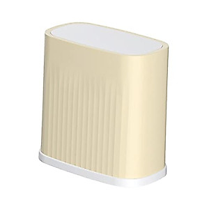 Rectangular Garbage Container Bin Trash Can Wastebasket for Indoor Outdoor Bathroom Bedroom, 15L Khaki