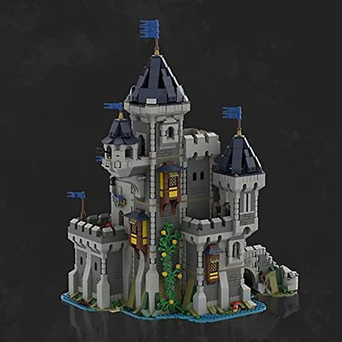 Street View Series MOC-101775 Medieval Castle MOC European Medieval Black Falcon Knight's Castle Assembled Building Blocks Educational Toy Set Compatible with L-e-g-o（3284PCS）