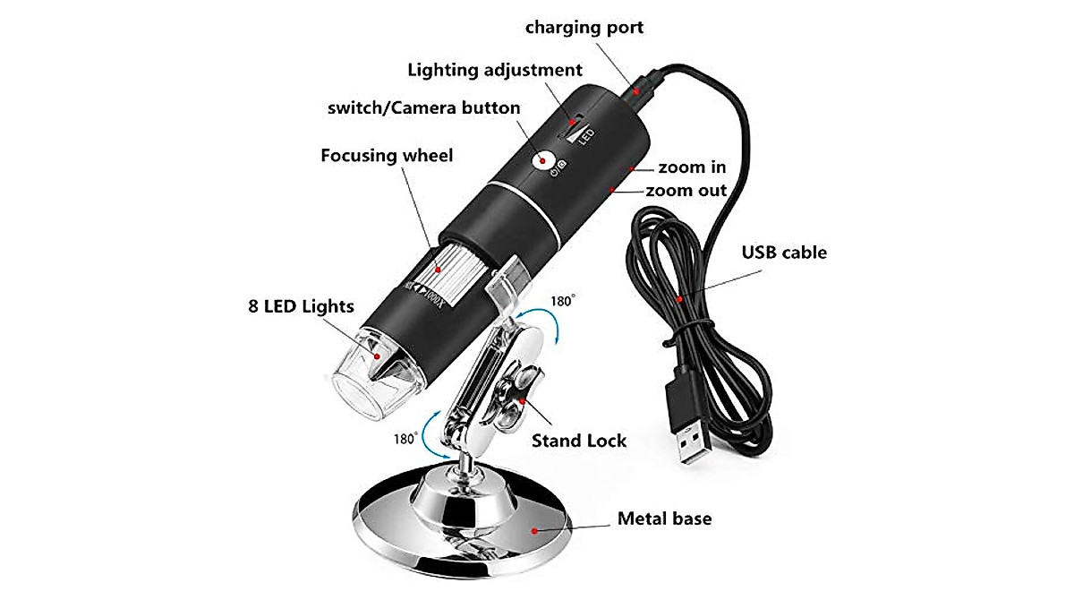 Wireless Digital Microscope with 50X to 1000X Zoom