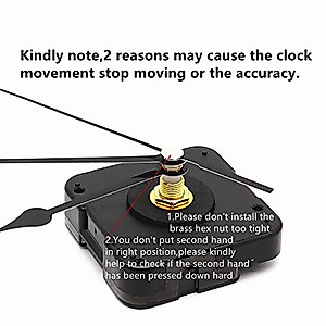 TIKROUND Youngtown 12888 Quartz DIY Wall Clock Movement Mechanism Repair Parts Replacement Kit Sweep Silent Movement,17 mm (43/64 inch) Shaft Length 9.5 mm (3/8 inch) Thread Length.
