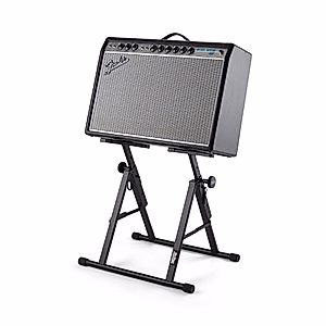 On-Stage RS7000 Tilt-Back Amp Stand (Setup for Guitar Combo Amplifiers and Speakers, 150 lb Capacity, Adjustable Height, Nonslip Rubber Arms and Feet, Portable, Folding, Steel, Black)