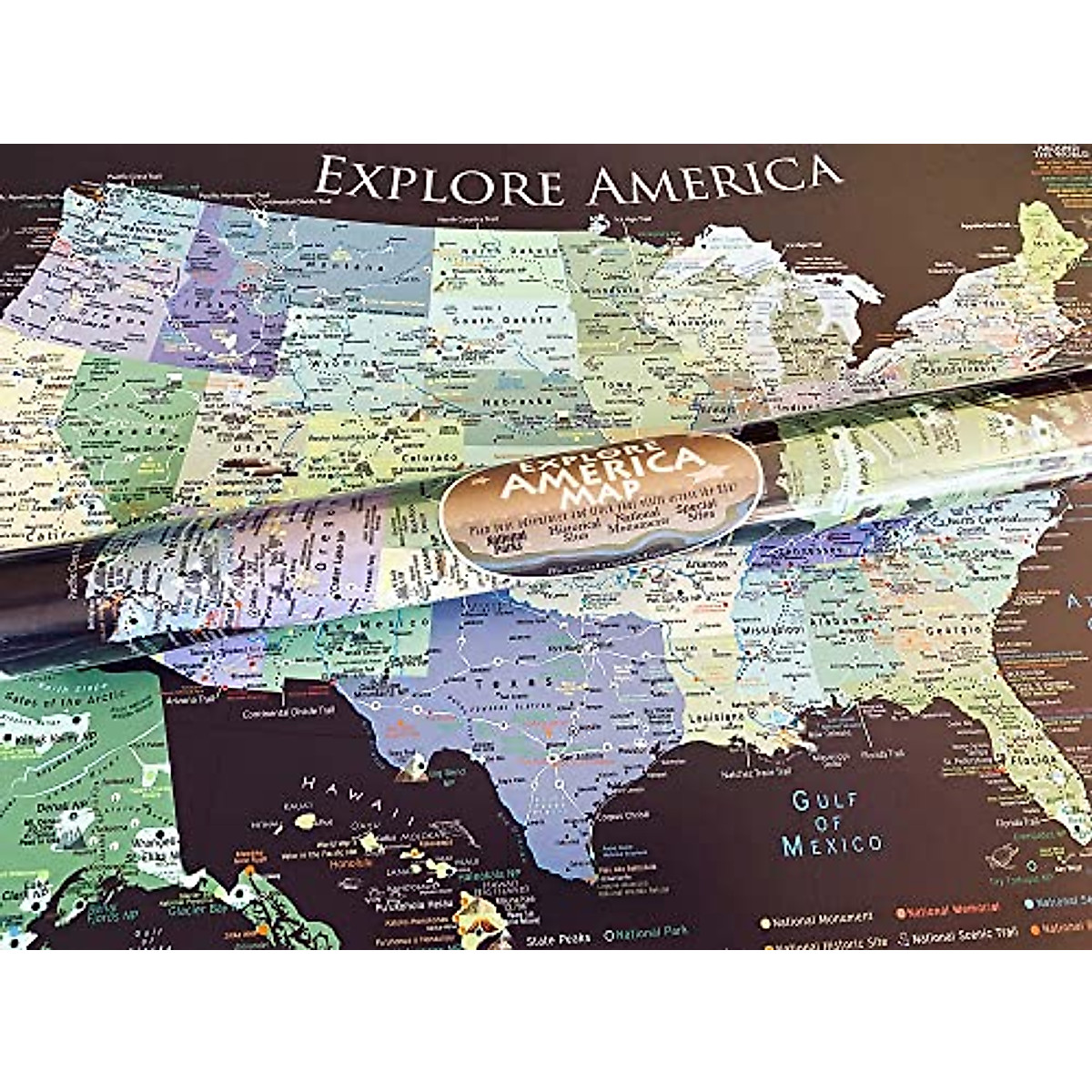 National Parks Map Poster Slate Edition (24W x 16H inches)