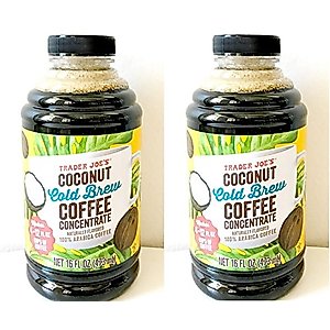 Trader Joe's Coconut Cold Brew Coffee Concentrate 473 ml. (Pack of 2 bottles)