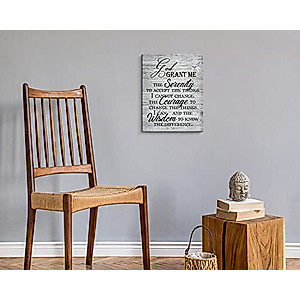 Creoate Serenity Prayer Canvas Wall Art, God Grant Me the Serenity Inspirational Wall Art Farmhouse Wall Decor for Bedroom Scripture Pray Room,Grey, Ready to Hang