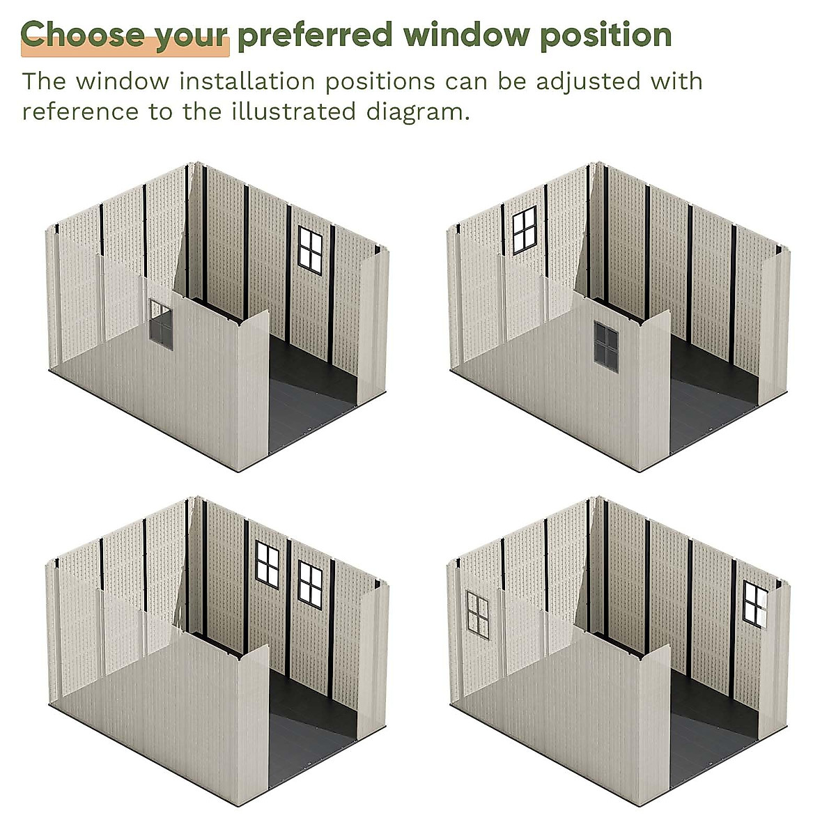 Patiowell 8 x 10 FT Resin Outdoor Storage Shed with Floor, Plastic Shed with Window and Lockable Door for Garden, Backyard, Tool Storage Use, Easy to Install in Beige (Kick-it Shed)