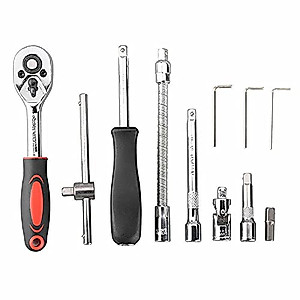 JTSQ US 46X Metric Socket Set 1/4" Wrench Torx Ratchet Driver Screwdriver Bit Tool Tool box Tool set Tool kit Multi tool Tool organizer Tool box organizer Hand tools Tool storage Home improvemen