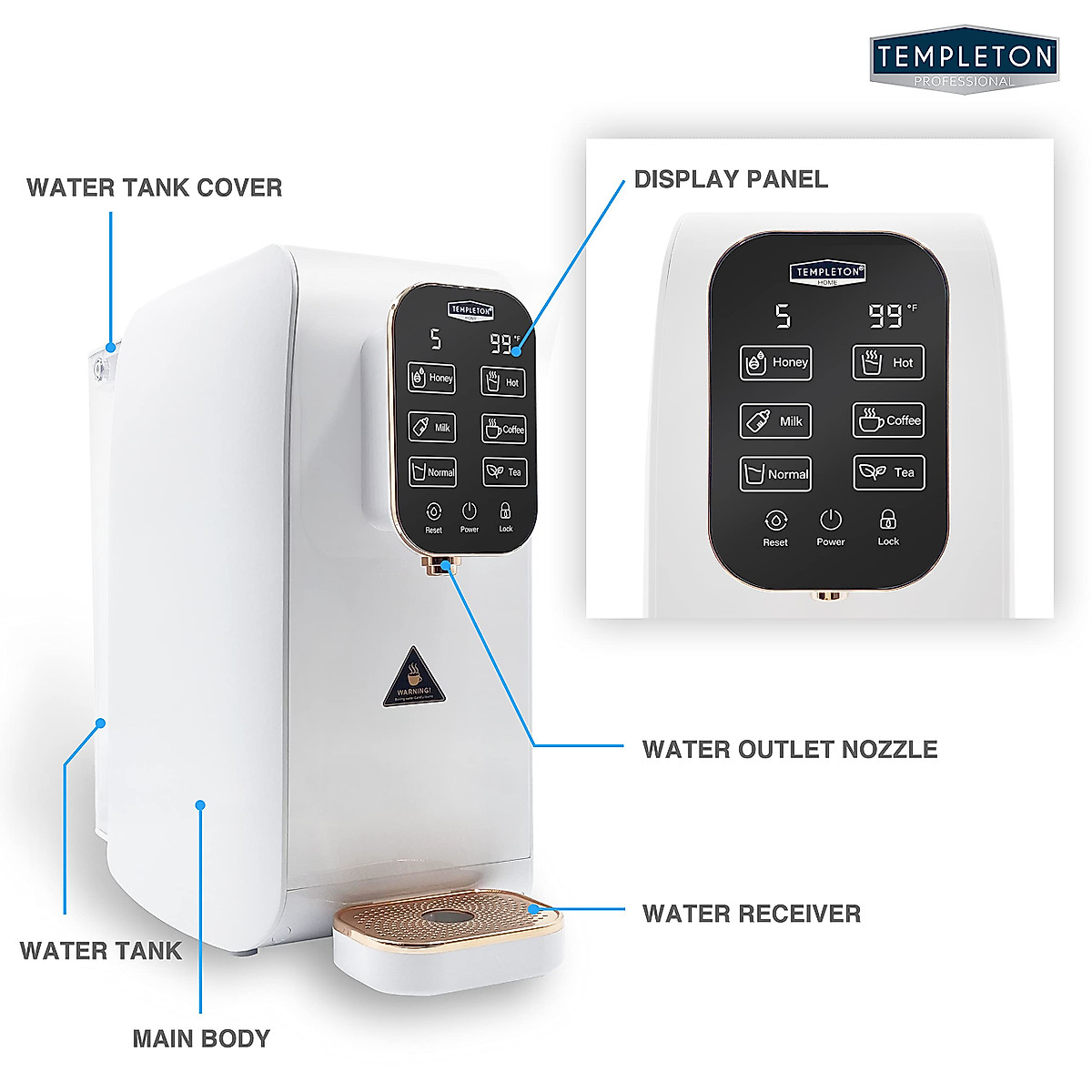 Templeton Reverse Osmosis 4 Stage Multi Temperature Countertop Water Purifying Dispenser