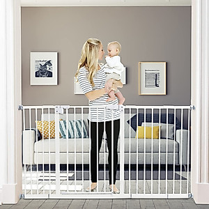 58-Inch Baby Gates Extra Wide - Baby Gates for Stairs,Dog Gates with Auto-Close,Includes 4-Inch, 8-Inch and 12-Inch Extension
