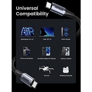 UGREEN USB C to USB C 3.2 Gen 2 Cable, 4K Video Monitor Display USB C Cable 10Gbps Data Transfer, 240W PD Fast Charging for iPhone 16/15, Samsung Galaxy S24/S23, MacBook Pro, iPad Pro, Dell XPS, 3.3FT
