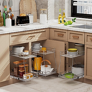 Under Sink Organizers and Storage for Bathroom Kitchen, Pull Out Cabinet Organizer, Slide Out Spice Rack Organizer for Cabinet