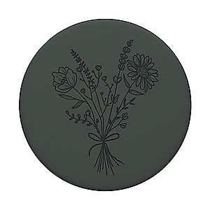 Midnight Green Wildflower Floral Flower Design PopSockets Swappable PopGrip