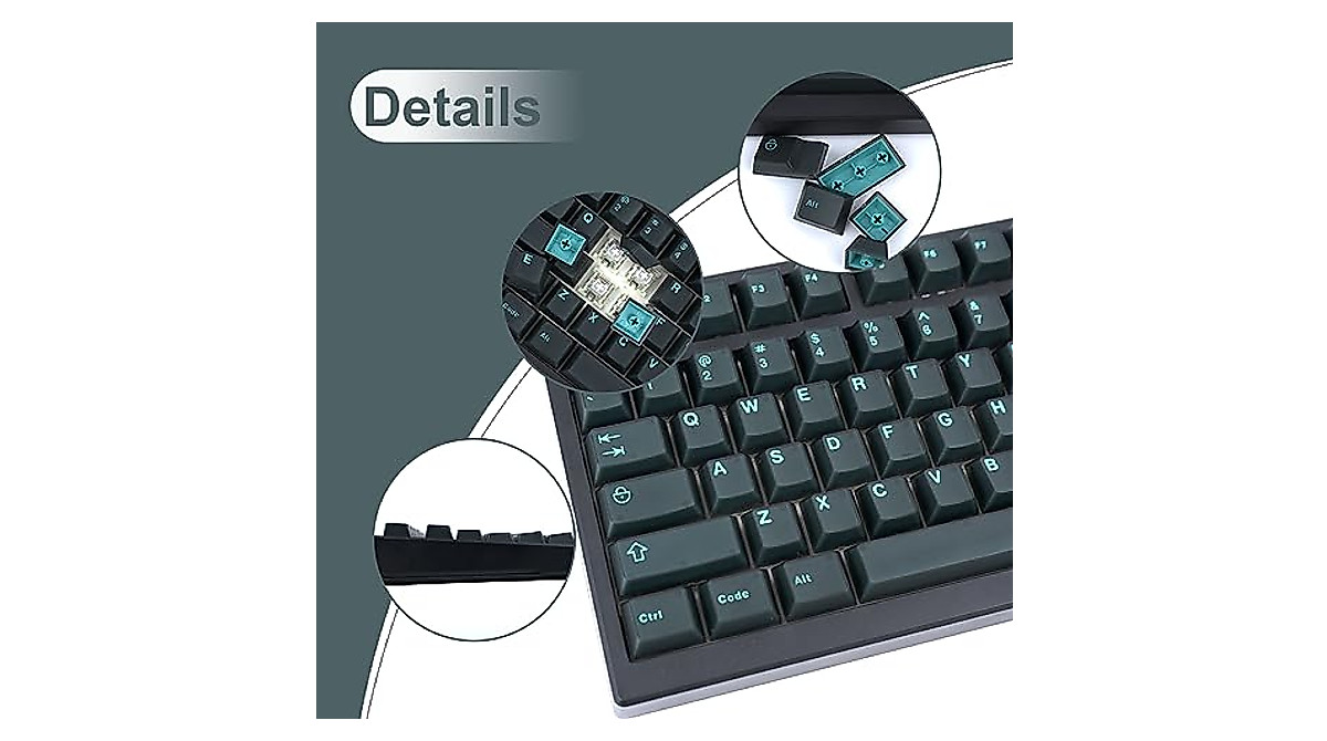 GEKUCAP 121 Keys Green Translucent Keycaps for Gaming