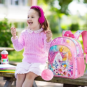 WZLVO Toddler Backpack for Girls, 12" Cute Unicorn Sequin Preschool Bookbag, Kindergarden School bag for little Kids