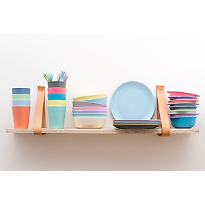 bobo&boo Bamboo Kids Snack Bowls, Set of 4 Bamboo Dishes, Non Toxic, Eco Friendly & Stackable Kids Snack Containers, Great Gift for Baby Showers, Birthdays & Preschool Graduations,Coastal