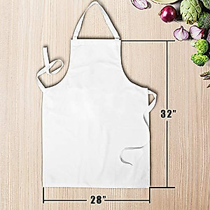Wealuxe White Apron without Pockets 12 Pack, Professional Bib Apron Bulk, Cooking Aprons for Women and Men, Adult Chef Apron for Kitchen and Restaurant