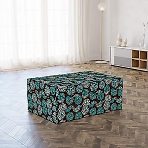 Ambesonne Brown and Blue Foldable Mattress, Dots and Circles, 74.8" x 39.4", Brown Turquoise White
